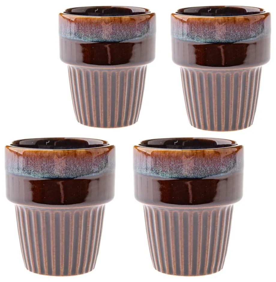 Hnědé keramické šálky v sadě 4 ks na espresso 100 ml Tone – Dakls