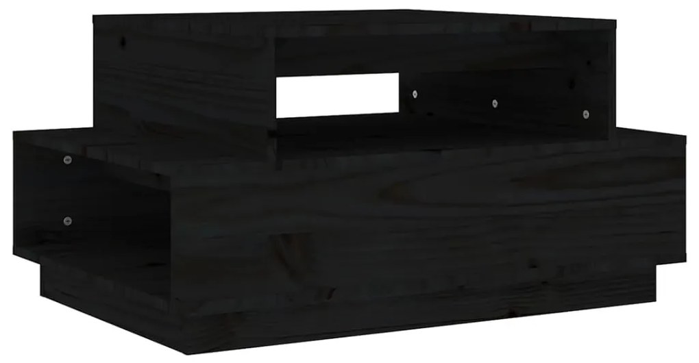 Konferenční stolek černý 80x55x40,5 cm masivní borové dřevo - Default Title