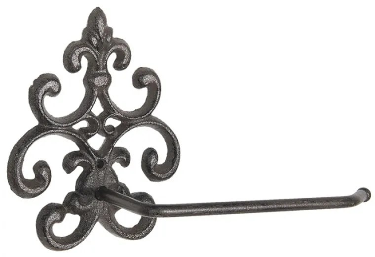 Hnědý litinový držák toaletního papíru – 25x7x16 cm