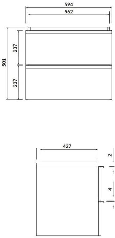 Cersanit Umyvadlová skříňka virgo 60 šedý dub s černými úchyty (S522-021)