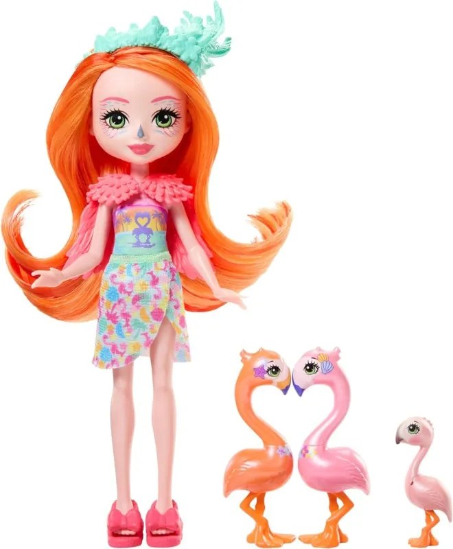 Enchantimals sunshine beach rodinka plameňáků florinda flamingo, mattel hrx85