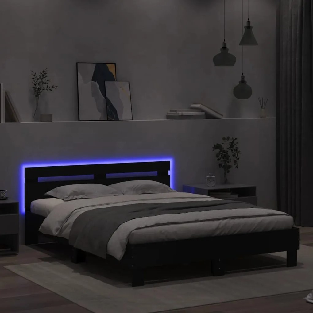 Rám postele s LED bez matrace černý 150x200 cm 3207540