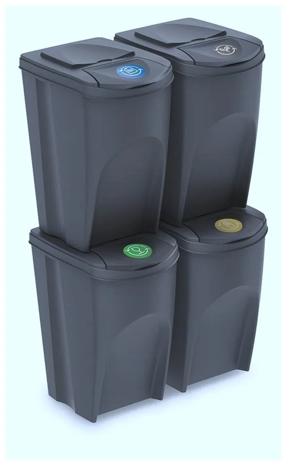 PROSPERPLAST Sada odpadkových košů SORTIBOX, 4x35l
