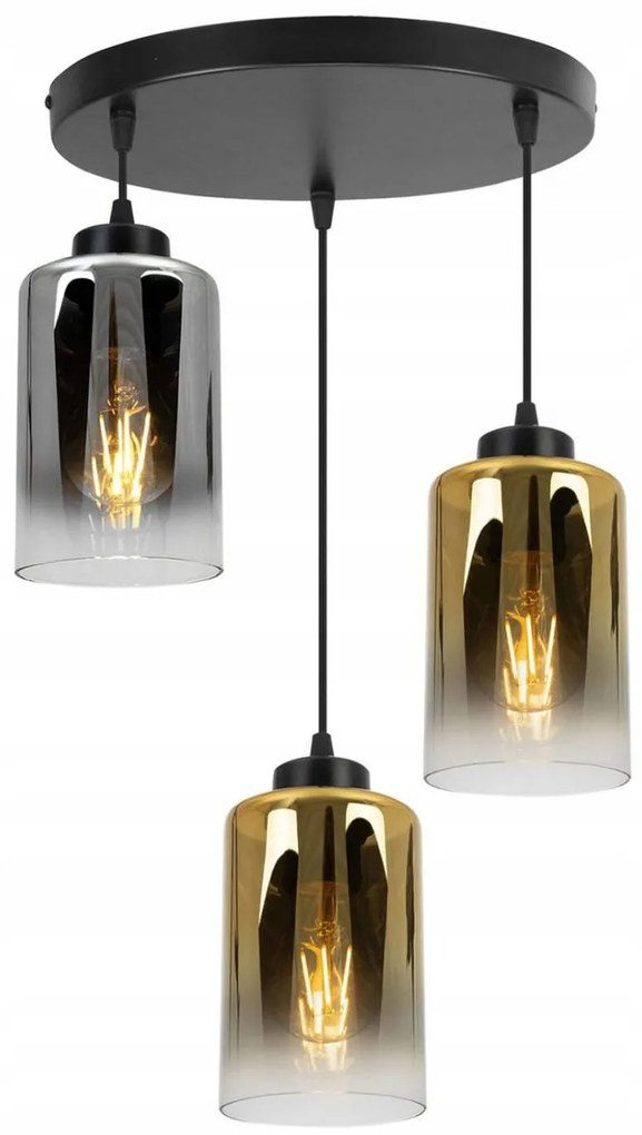 Závěsné svítidlo Hella1, 3x skleněné stínítko (mix 3 barev), o