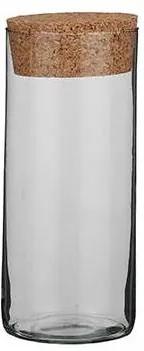 MIKA GLASS, s.r.o. Skleněná váza BACOPA s korkovým špuntem - výška 19 cm,  průměr 8,5 cm | BIANO
