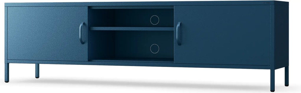 TV stolek kovový široký XL na nožkách, námořnická modrá, 1700x400x500 mm: ROSARIA