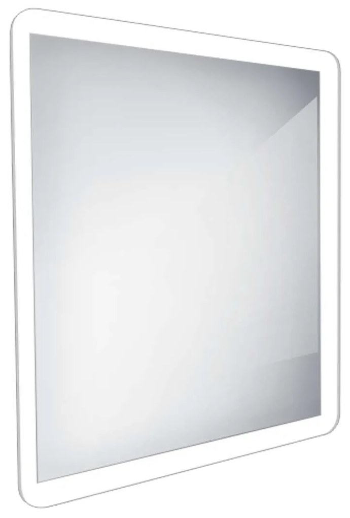 Nimco - Koupelnové podsvícené LED zrcadlo 60x60 cm, zaoblené, aluminium ZP 19066