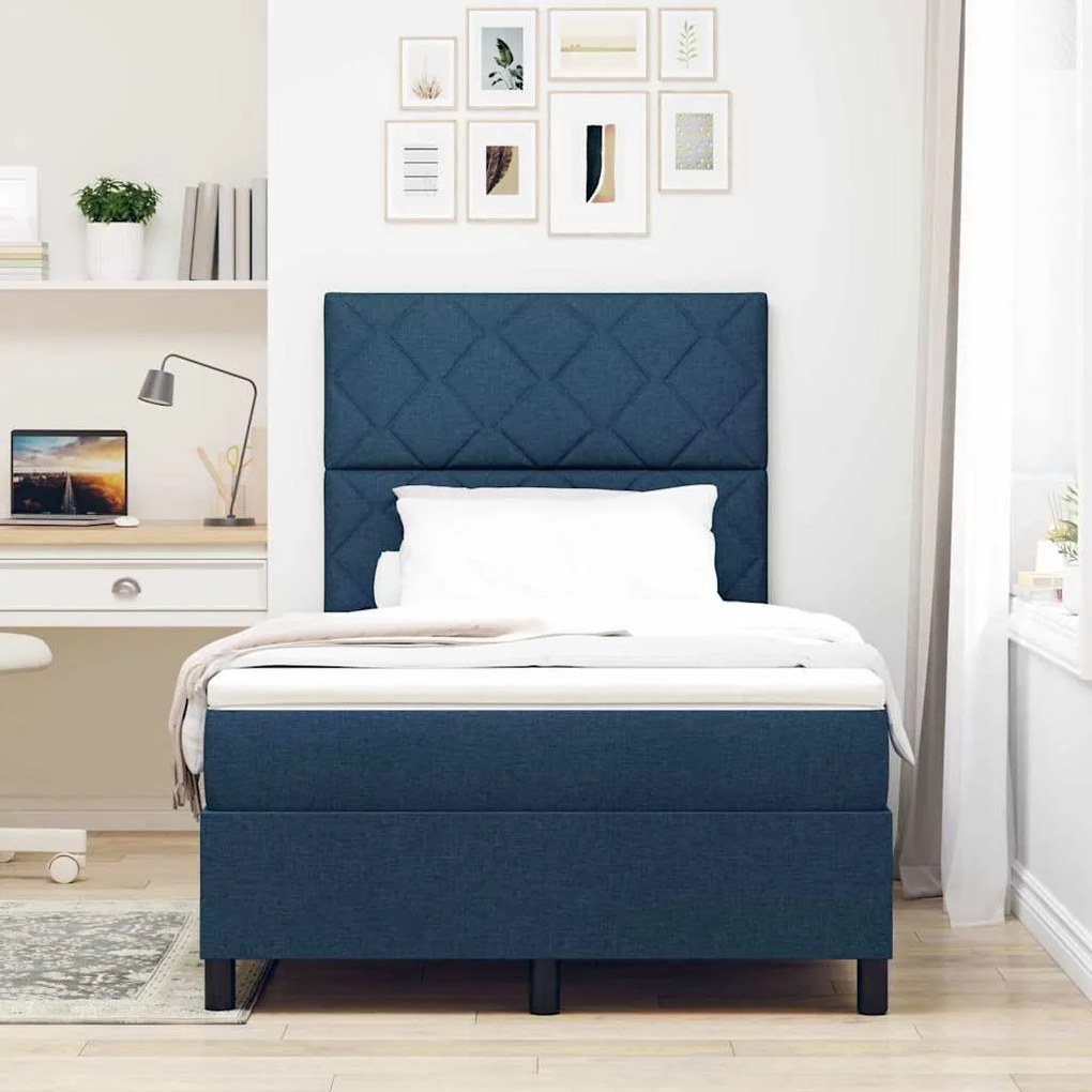 Postel s boxspringem s čelo Modrá 120 x 190 cm textil 3339454