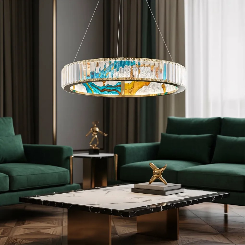 Toolight Toolight, LED stropní svítidlo 60cm + dálkové ovládání APP1748-CP, zlatá-průhledná, OSW-07894
