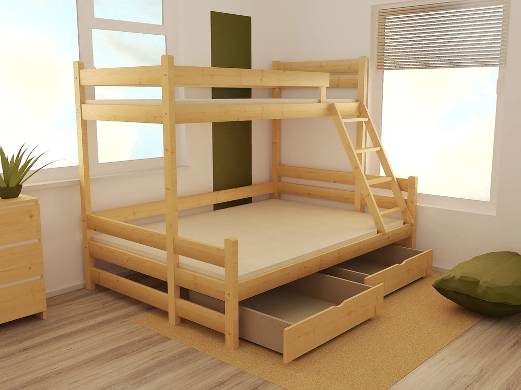 Vomaks Patrová postel s rozšířeným spodním lůžkem PPS 004 Rozměr: 90/120 x 200 cm, Barva: barva bílá
