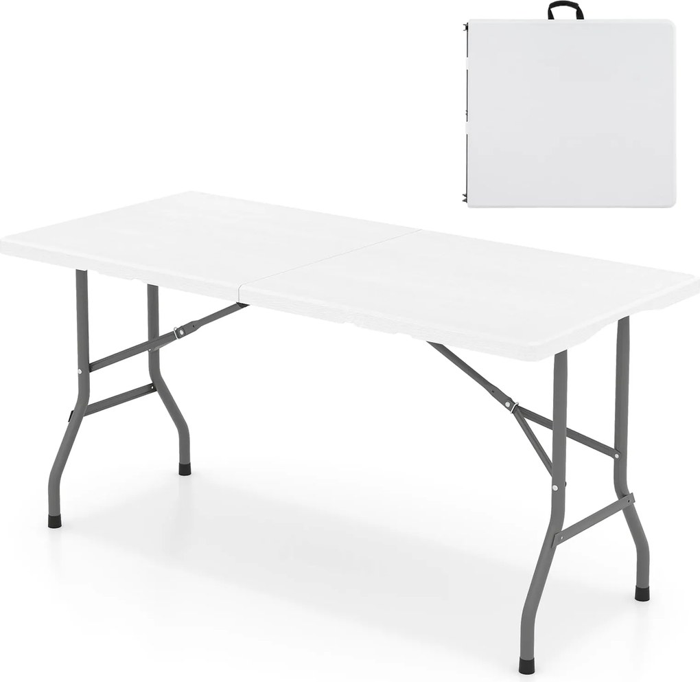 Costway Skládací kempingový stůl s HDPE stolní deskou a rukojetí – 152 × 70 cm