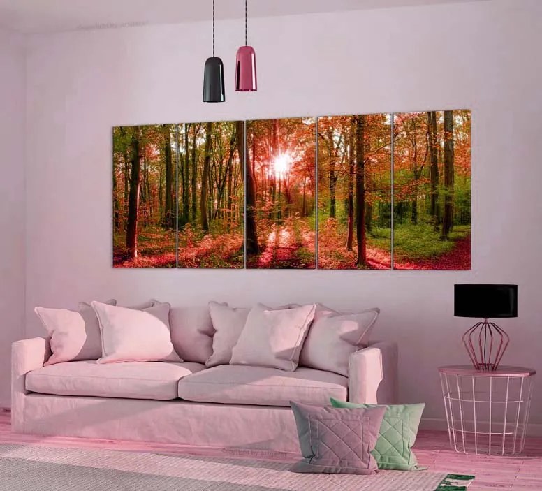 Obraz Ranní rozbřesk v červené + háčky, hřebíčky, čistící hadřík ZDARMA Velikost (šířka x výška): 150x60 cm