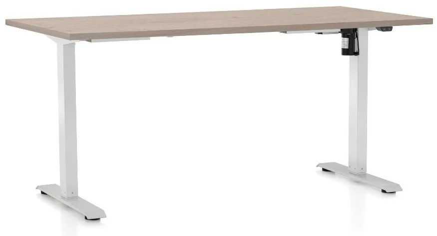 Výškově nastavitelný stůl OfficeTech A, 160 x 80 cm - bílá podnož Barva: Třešeň