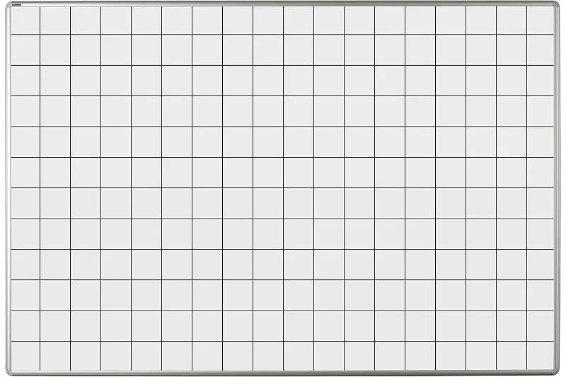 Magnetická tabule s odkládací poličkou MANAŽER L 180 x 120 cm (potisk) - čtverce 50 mm (101801201104)
