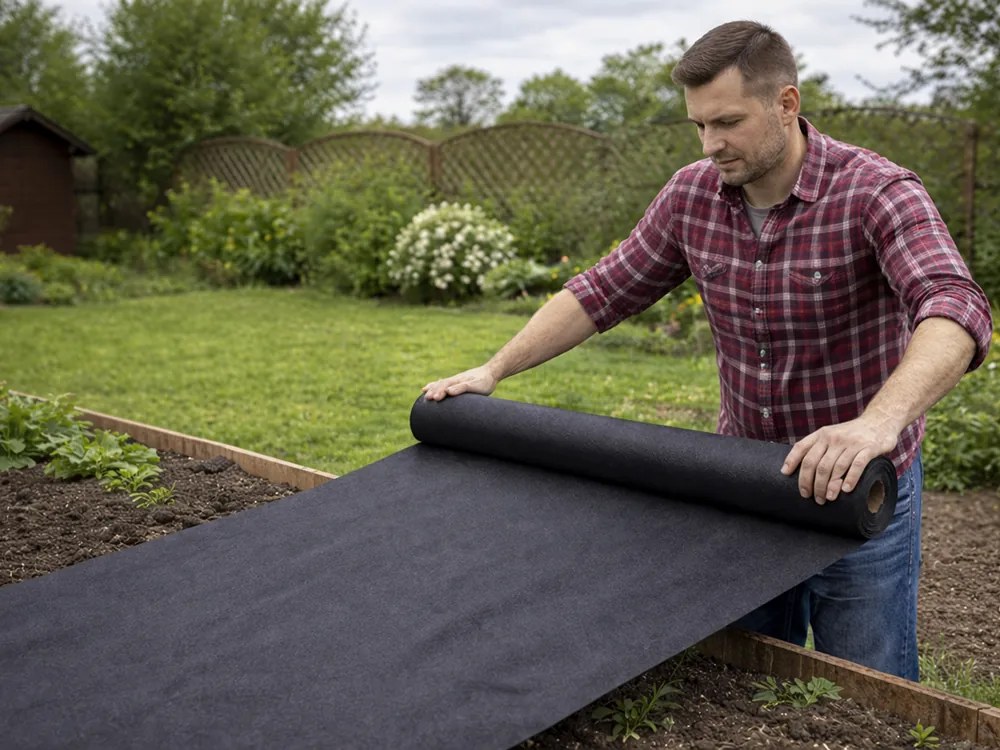 DIVODV Hustá černá agrovlákna 50 g, 1 x 30 m – protiplevelová izolace, mulčovací rohož