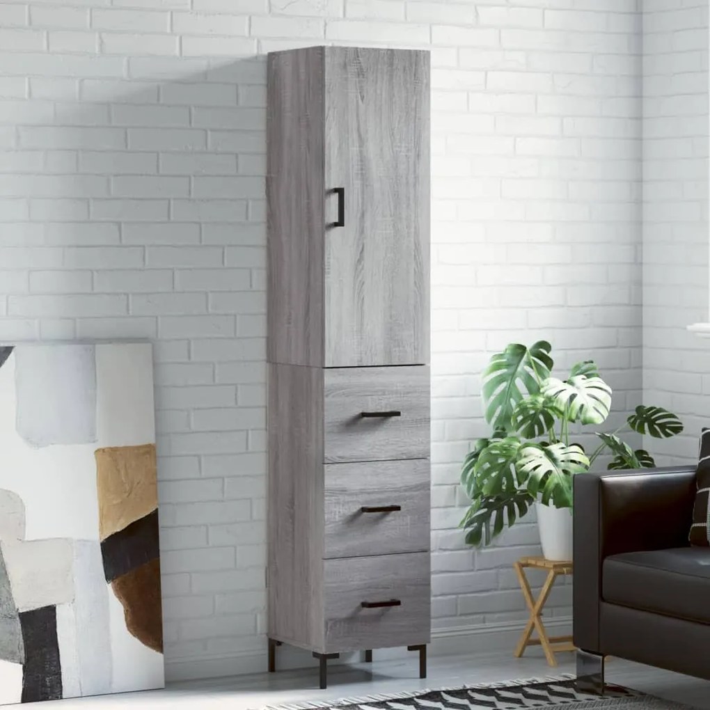 Skříň highboard šedá sonoma 34,5 x 34 x 180 cm kompozitní dřevo
