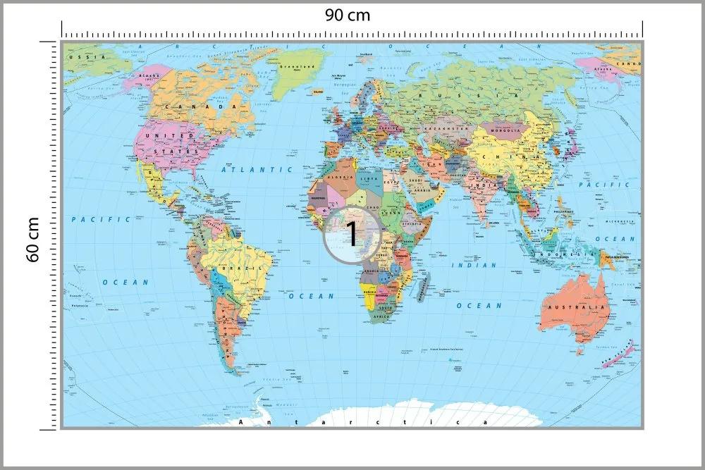 Fototapeta Mapa Světa Omyvatelný vlies 416x290