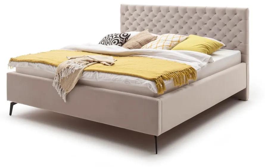 Béžová čalouněná dvoulůžková postel s úložným prostorem s roštem 180x200 cm La Maison – Meise Möbel
