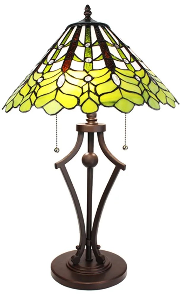 Zelená stolní lampa Tiffany Greena - Ø 41*62 cm E27/max 2*60W