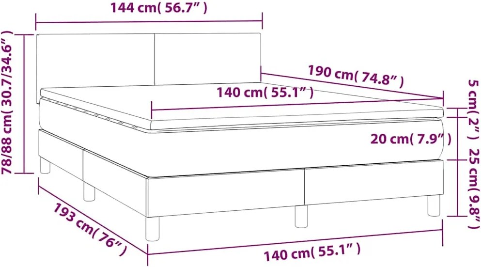 Box spring postel s matrací černá 140 x 190 cm samet 3141181