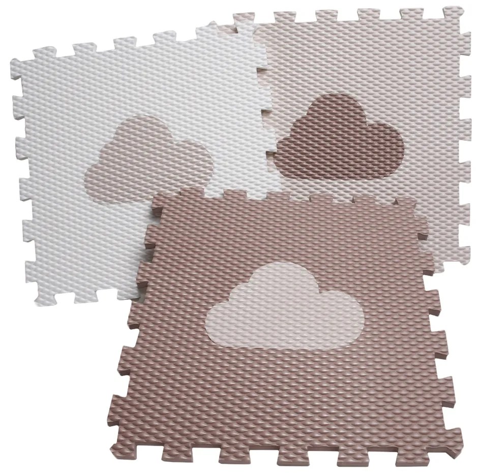 Vylen Pěnové podlahové puzzle Minideckfloor s mráčkem Bílý s růžovým mráčkem 340 x 340 mm