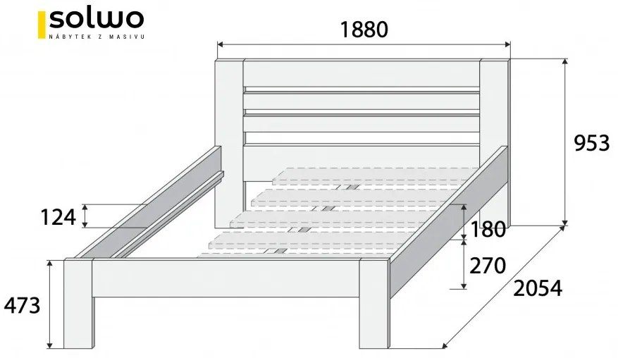 Masivní postel AMANDA - Solwo Design Dřevo a odstín oleje: DUB Cink - Olej odstín DO203, Rozměr spací plochy: 200x200