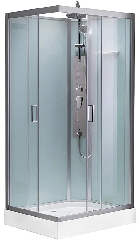BPS-koupelny Hydromasážní box HYD-AL100 levý, 100x80 cm, kartáčovaný chrom/transparent