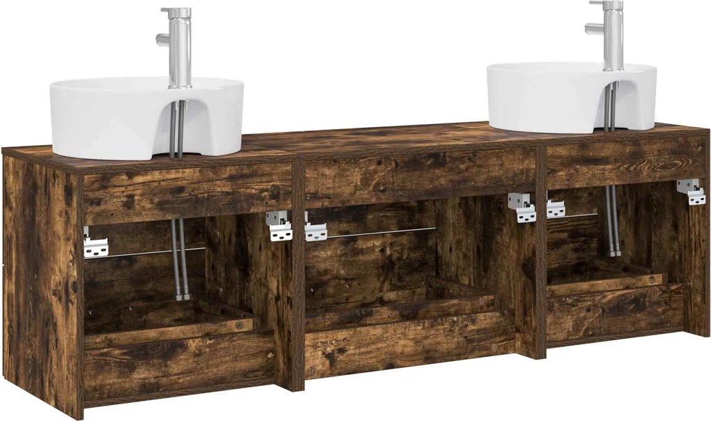 Sada koupelnových skříněk 3 ks Kouřový dub 62,5 x 44,5 x 50 cm 3405871
