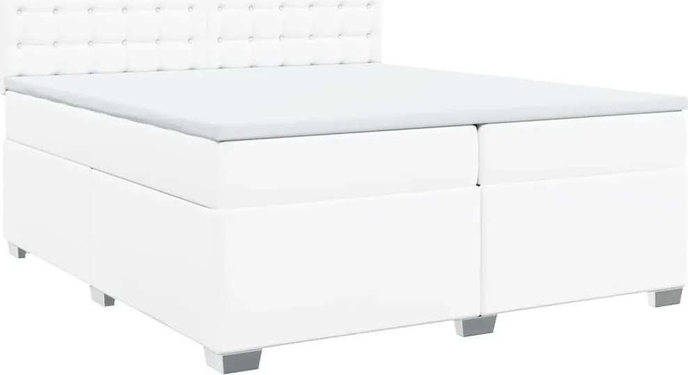 Box spring postel s matrací bílá 200x200 cm umělá kůže 3288437