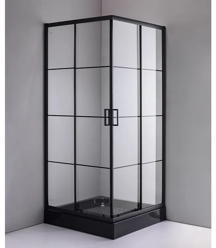 BPS-koupelny Čtvercový sprchový kout HYD-SK32B 90x90 černý/transparent