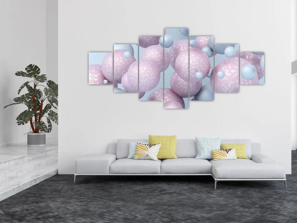 Abstraktní obraz - Pastelové koule (210x100 cm)
