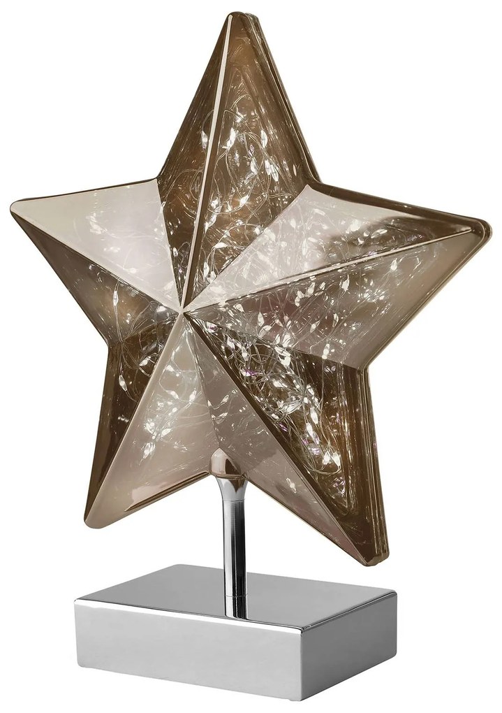 Stolní lampa Stella tvar hvězdy 27 cm, kouřová