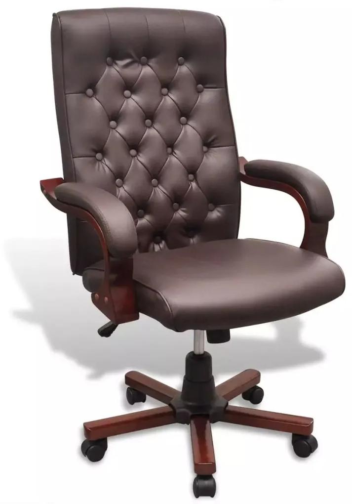20110 vidaXL Chesterfield kancelářská židle umělá kůže hnědá