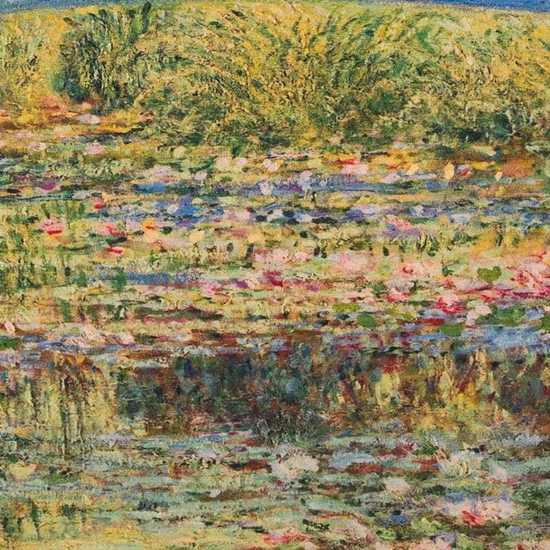 SCANquilt povlak ART VELVET monet-jezero s lekníny zelená 45 x 45 cm