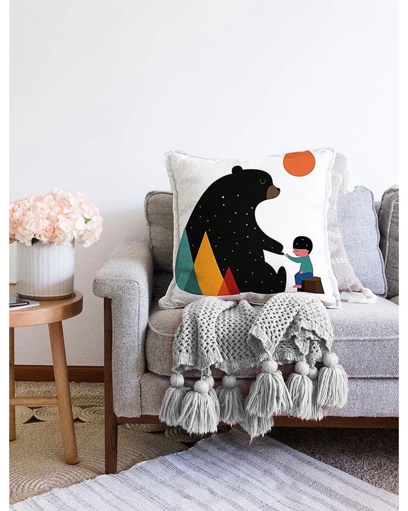 Povlak na polštář s příměsí bavlny Minimalist Cushion Covers Bear, 55 x 55 cm