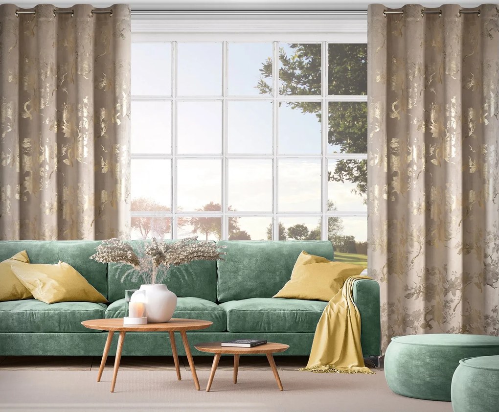 ZATEMŇOVACÍ ZÁVĚS NA KROUŽCÍCH CELIA 140X250 CM VZOROVANÁ