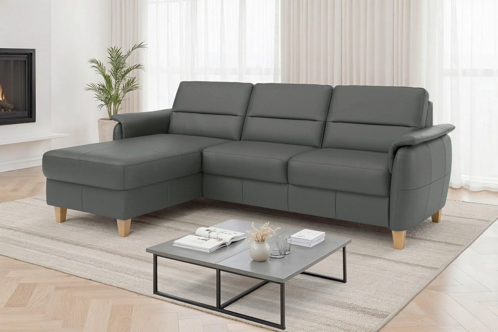 XXXLutz ROHOVÁ SEDAČKA, kůže, antracitová Sit & More - Sedací soupravy - 000144033213