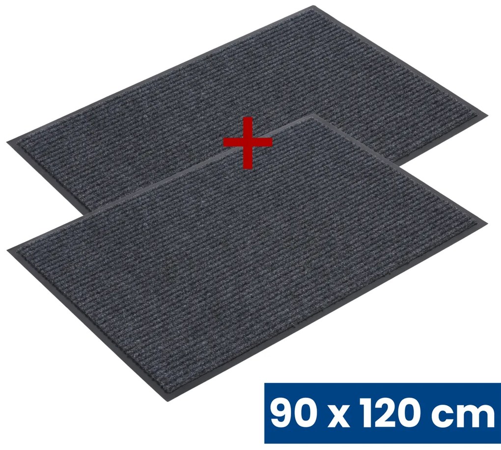 Odolná vstupní kobercová rohož s PVC 1+1 ZDARMA, 90 x 120 cm, šedá