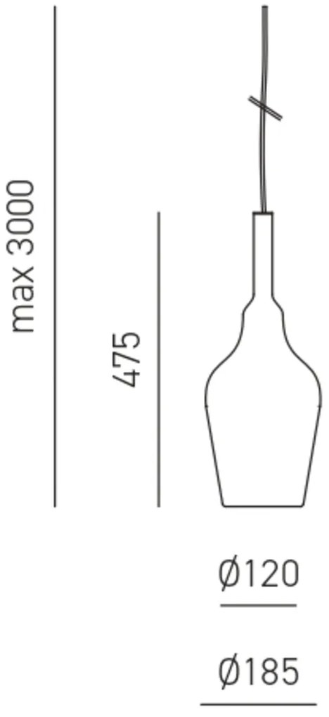 Designové závěsné svítidlo Gea Luce Ofelia S/12 Barva skla: Transparentní kouřové sklo, Barva montury: Černá
