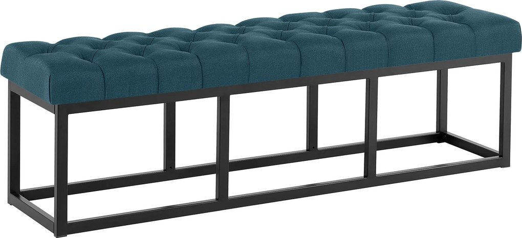 Lavice Amun látka černá konstrukce 150 cm – modrá
