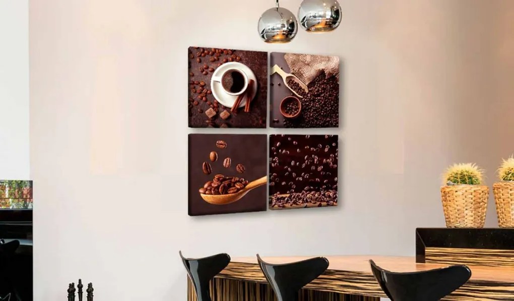 Čtyřdílný obraz šálek kávy Velikost (šířka x výška): 60x60 cm