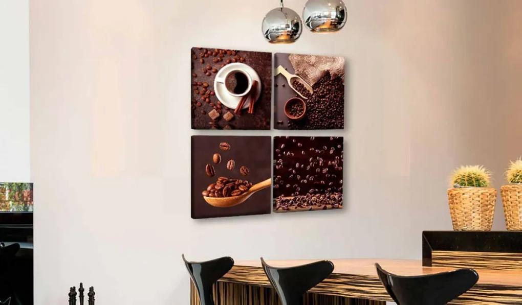 Čtyřdílný obraz šálek kávy Velikost (šířka x výška): 80x80 cm