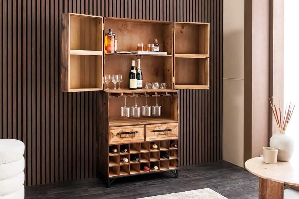 Designová barová skříňka Winebar 160 cm borovice