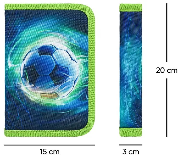 BAAGL - jednopatrový školní penál Fotbal Míč, 2 chlopně