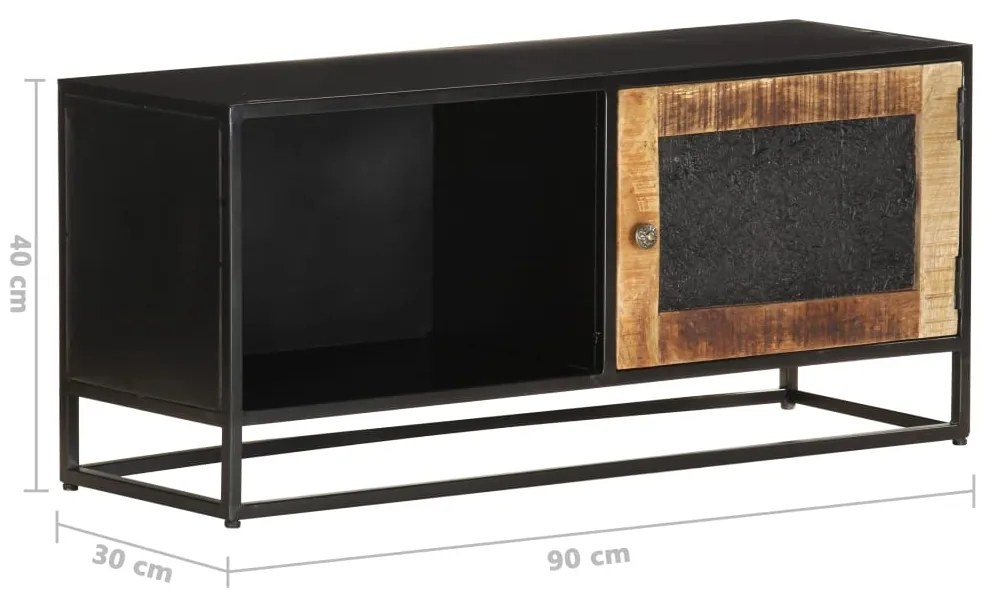 Tv Stolek 90 X 30 X 40 Cm Hrubé Mangovníkové Dřevo Černá