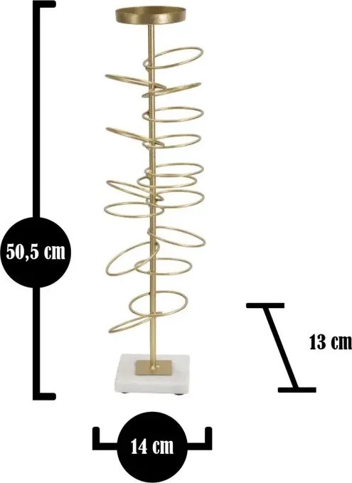 Kovový svícen Rings 50 cm zlatý/mramor