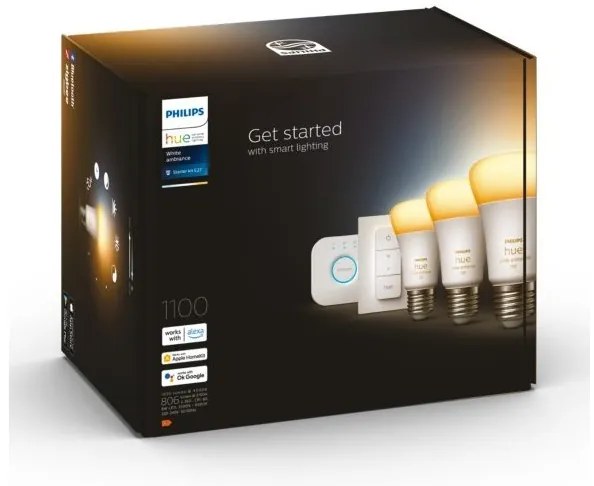 Základní sada Philips Hue WA 3xE27/11W 2200-6500K + Hue bridge a dimmer switch