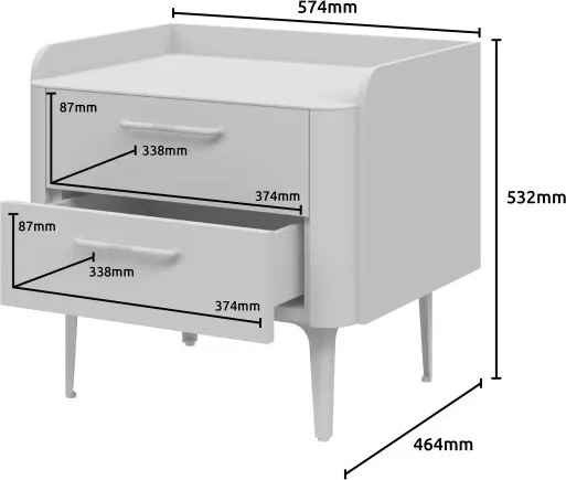 Noční stolek AIR - NS2/AI - Pepper bílá lak mat