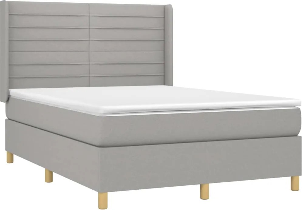 Box spring postel s matrací a LED světle šedá 140x200 cm textil 3138957