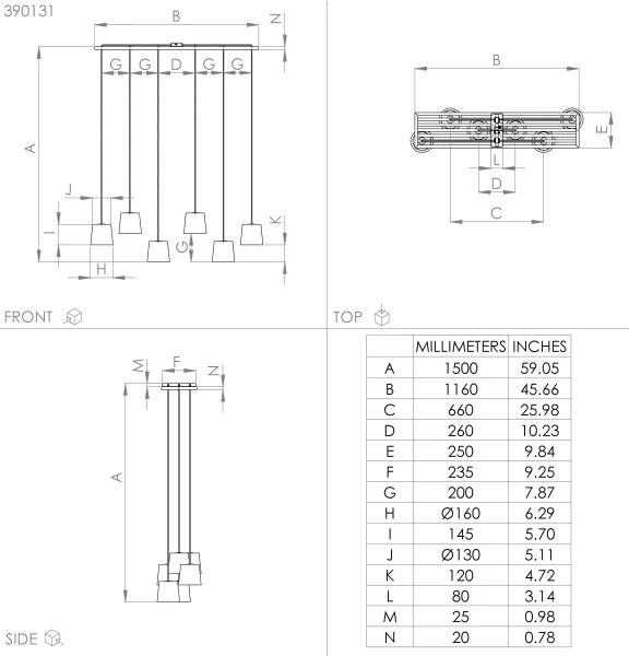 Eglo 390131 - Lustr na lanku CAMARIOCA 6xE27/40W/230V černá/hnědá